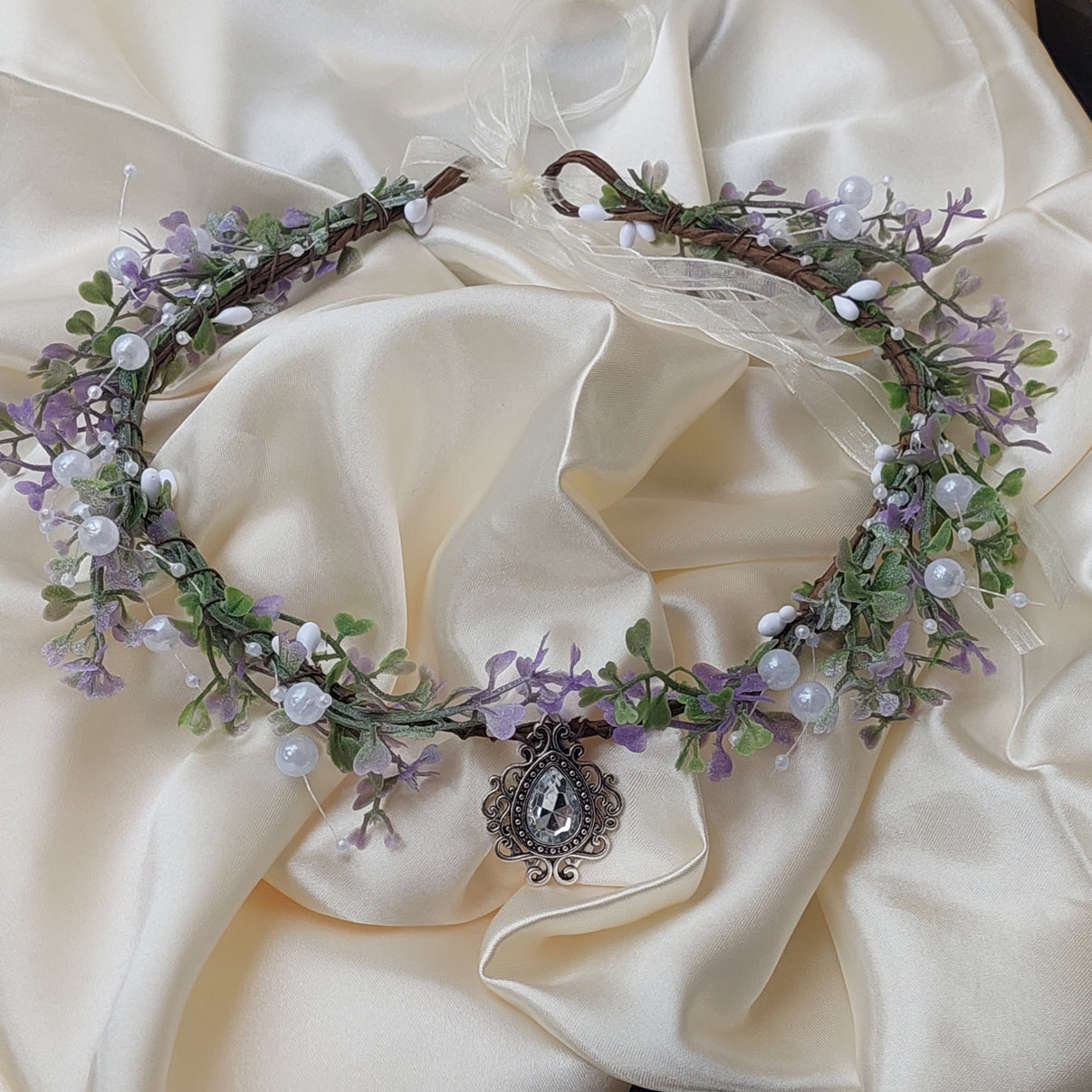 Elven Flower Crown with Crystals - Fairy Fantasy Cosplay Headpiece ...