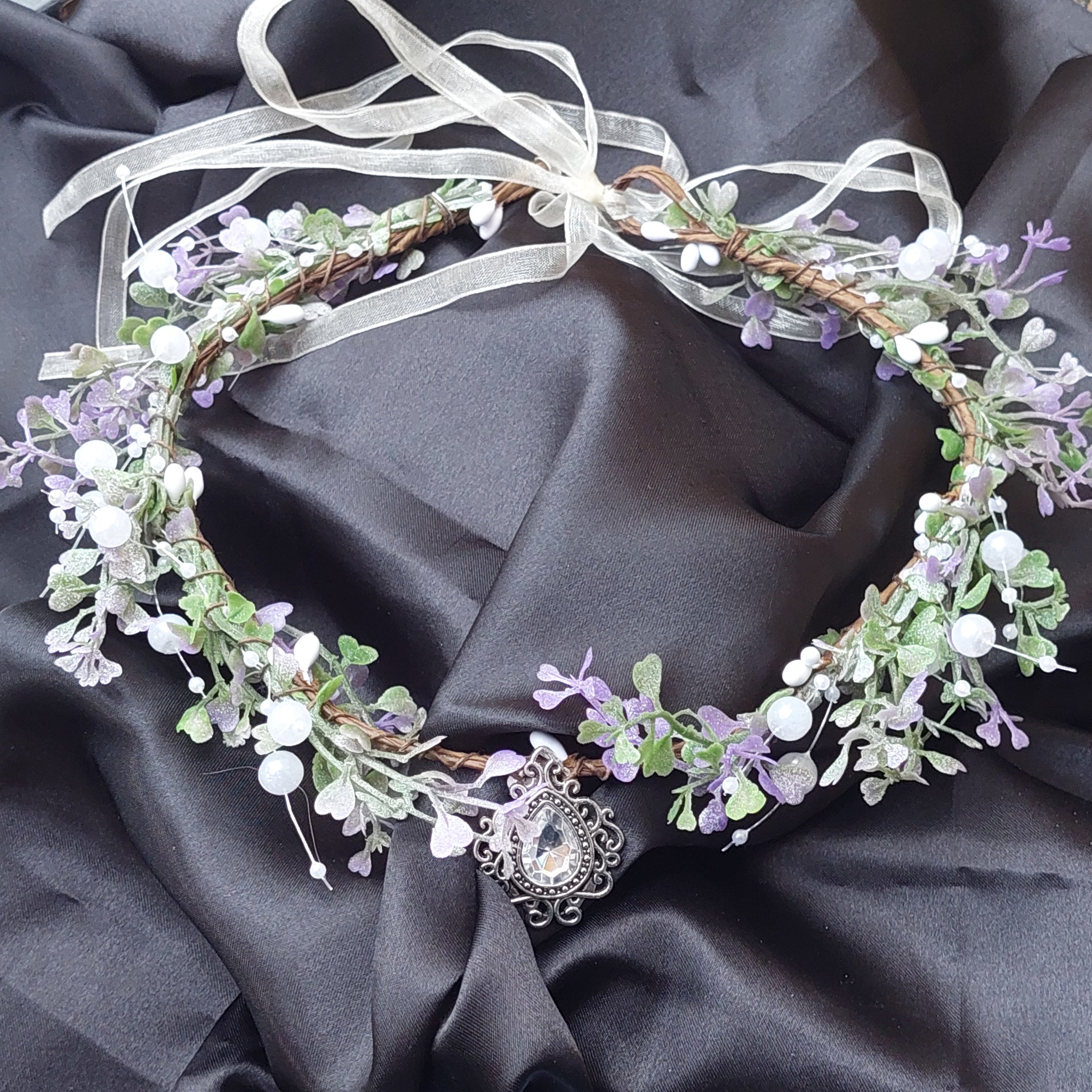 Elven Flower Crown with Crystals - Fairy Fantasy Cosplay Headpiece ...