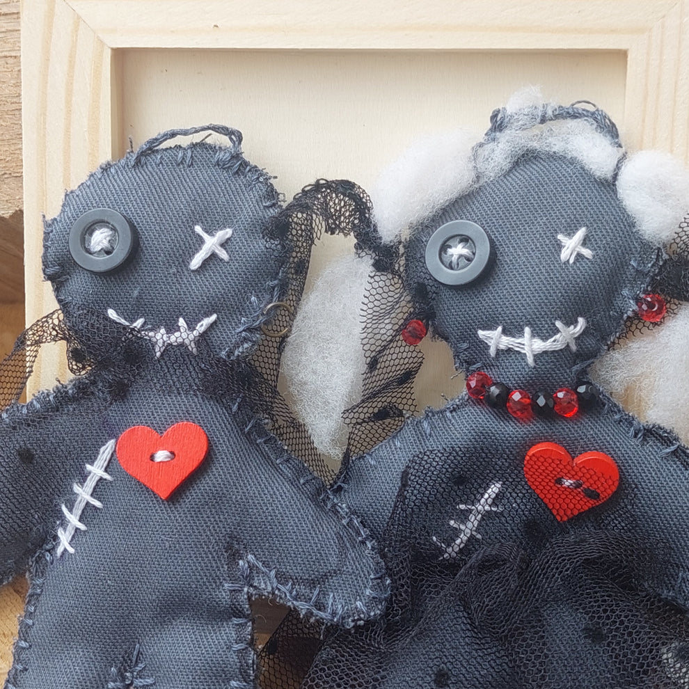 Gothic Voodoo Doll Keychain - Handmade Creepy Cute Couple Gift | Angelenade