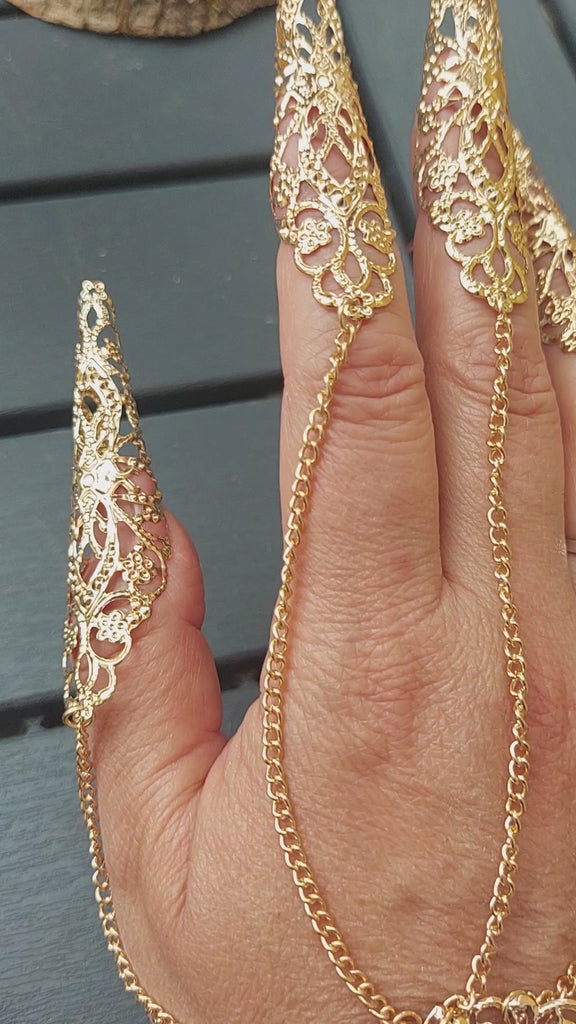 Gothic Claw Rings - Black Gold Silver Finger Armor for Halloween ...