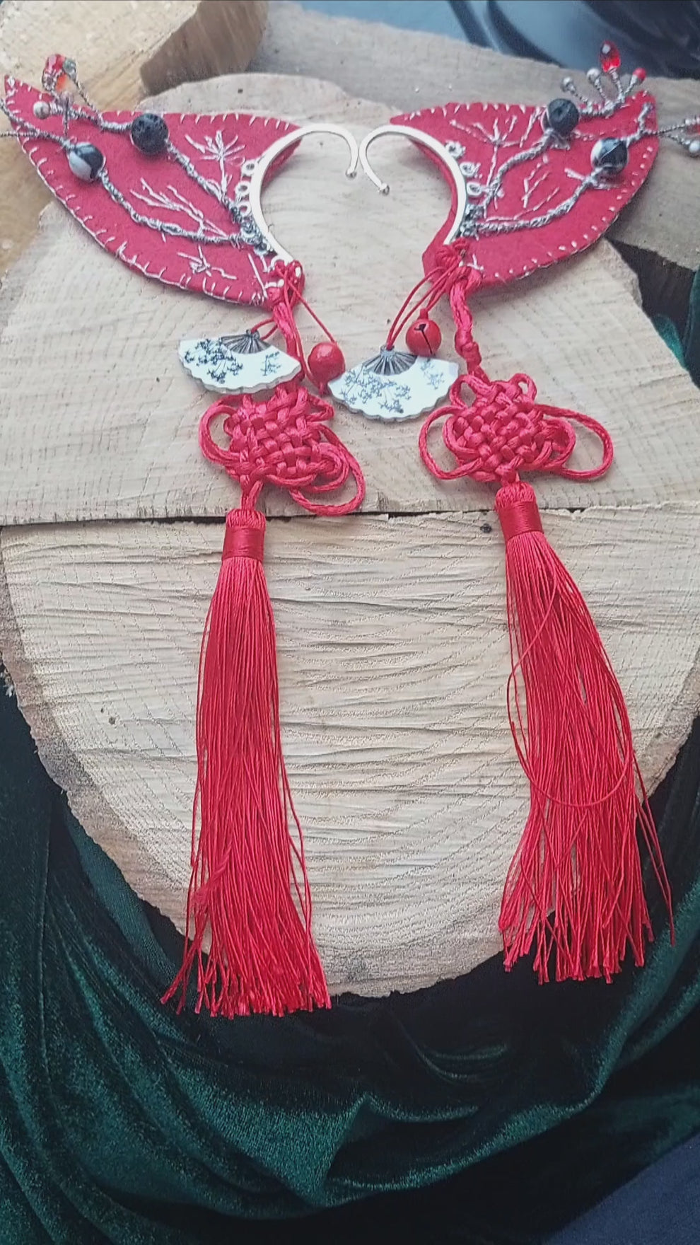 Red Elf Ear Cuffs | Chinese New Year Fantasy Handmade Jewelry – Angelenade
