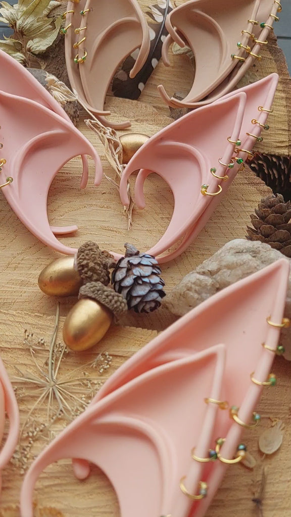 Soft Silicone Elf Ears with Gold Piercing & Crystals - Fantasy Cosplay ...